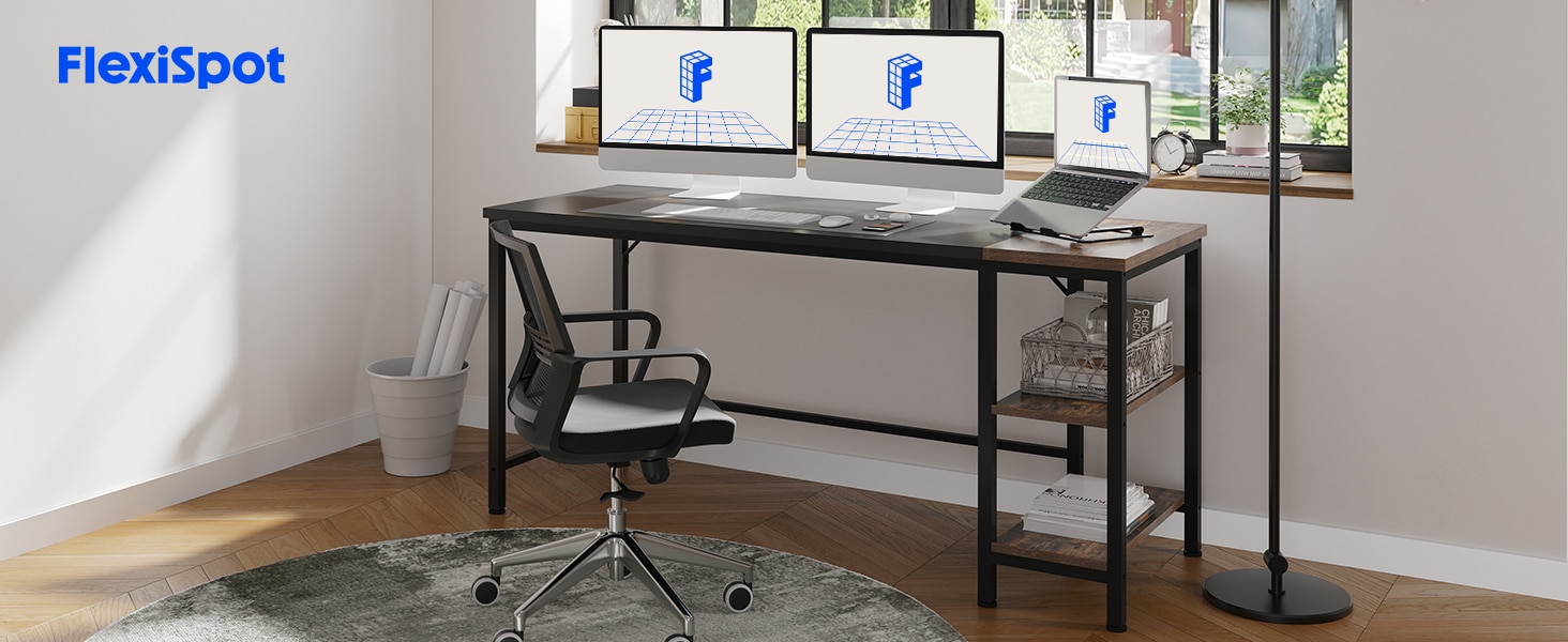 L-Shaped Standing Desk with Cabinet (FL1) | FlexiSpot